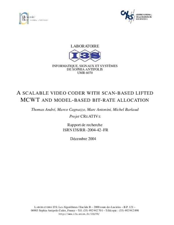 Pdf A Scalable Video Coder With Scan Based Lifted Mcwt And Model