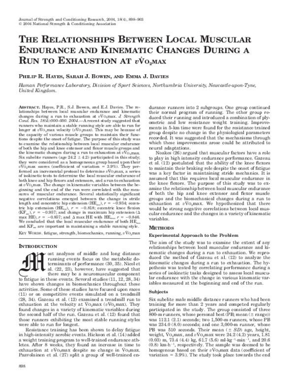 (PDF) THE RELATIONSHIPS BETWEEN LOCAL MUSCULAR ENDURANCE AND KINEMATIC ...