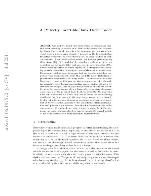 (PDF) Exact Reconstruction of the Rank Order Coding using Frames Theory