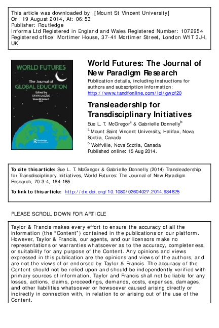 (PDF) World Futures: The Journal of New Paradigm Research ...