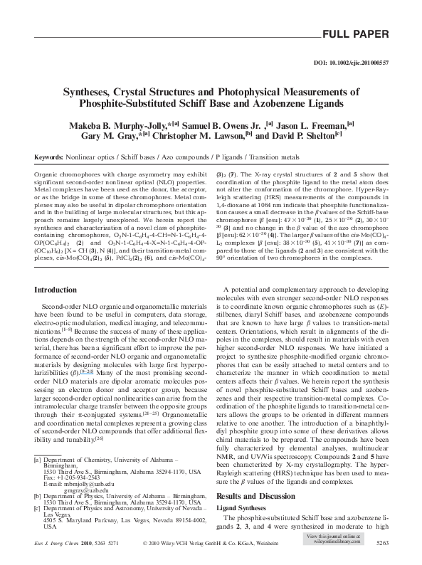 (PDF) Syntheses, Crystal Structures and Photophysical Properties of Two Doubly μ-Phenoxo-Bridged ...