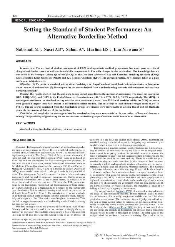 (PDF) Setting the Standard of Student Performance: An Alternative ...