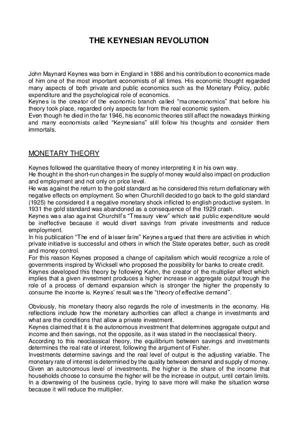 (PDF) The Keynesian Revolution