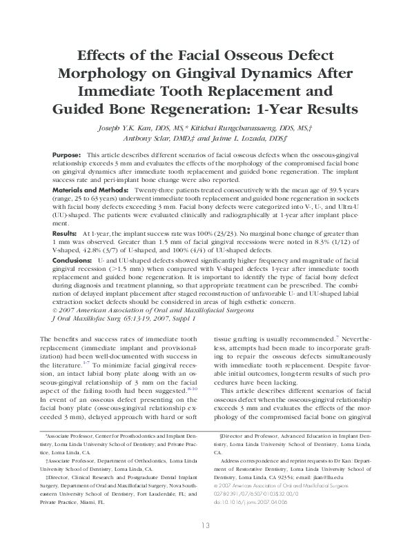 (PDF) Effects of the Facial Osseous Defect Morphology on Gingival ...