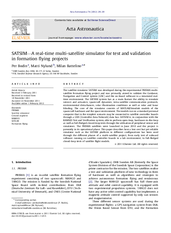 (PDF) SATSIM—A real-time multi-satellite simulator for test and ...