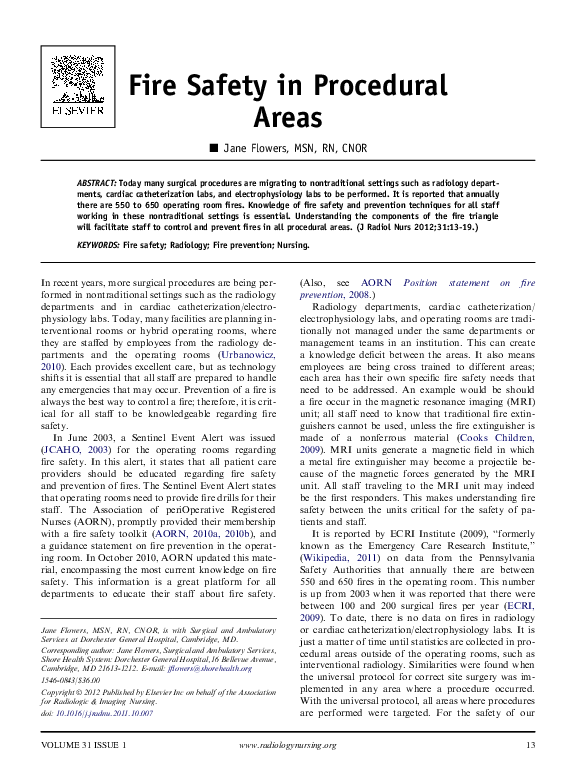 (PDF) Fire Safety in Procedural Areas