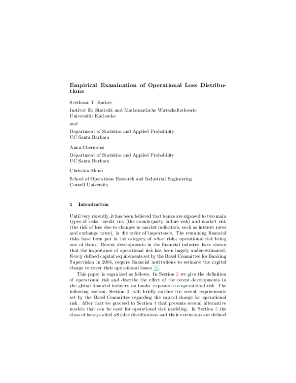 (PDF) Empirical Examination of Operational Loss Distributions