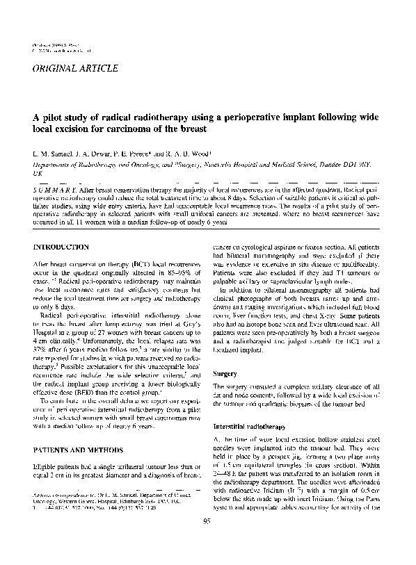 (PDF) A pilot study of radical radiotherapy using a perioperative ...