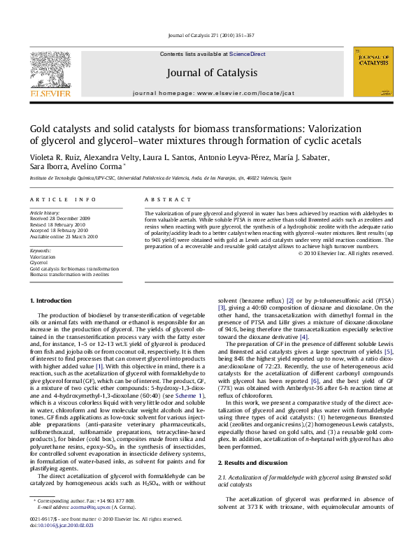 (PDF) Gold catalysts and solid catalysts for biomass transformations ...
