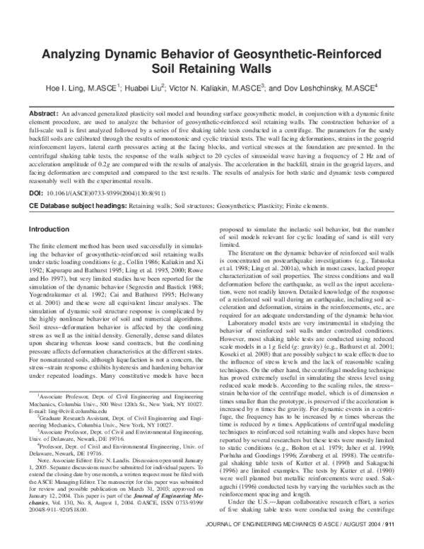 (PDF) Analyzing Dynamic Behavior of Geosynthetic-Reinforced Soil ...