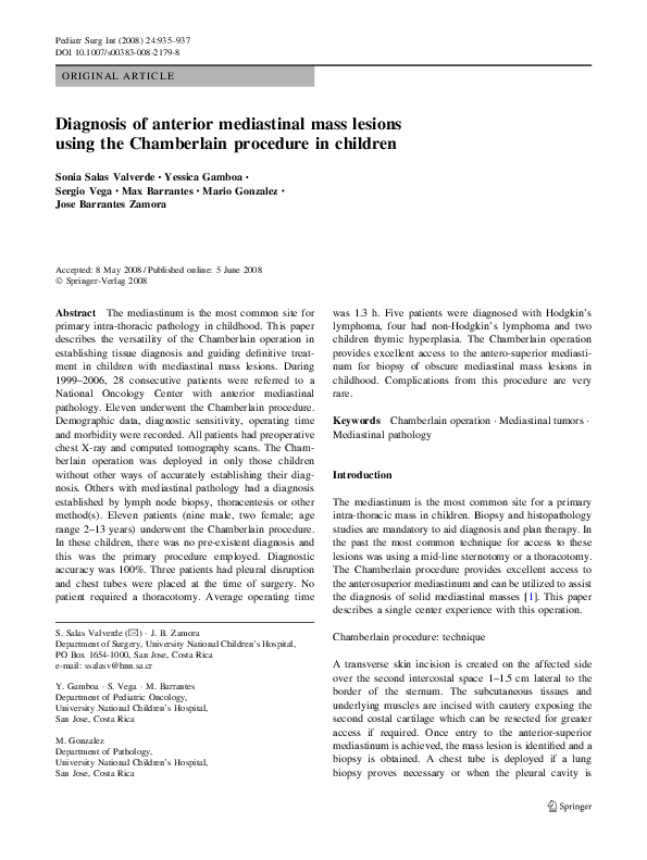 (PDF) Diagnosis of anterior mediastinal mass lesions using the ...