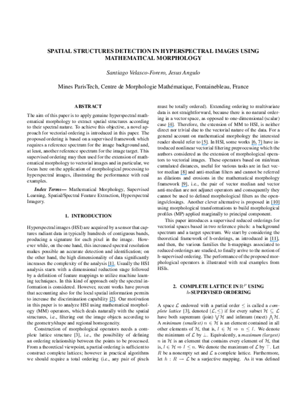 (PDF) Spatial structures detection in hyperspectral images using mathematical morphology