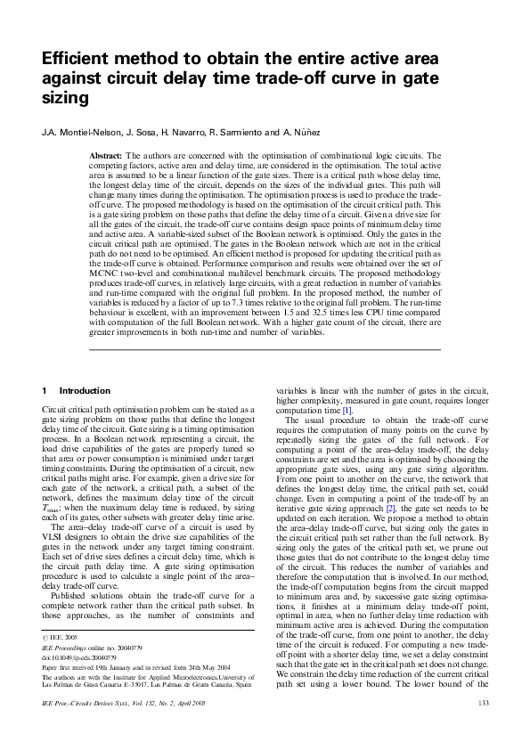 Pdf Efficient Method To Obtain The Entire Active Area Against Circuit Delay Time Trade Off