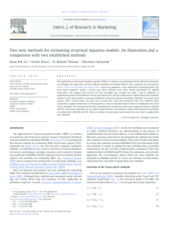 (PDF) Two new methods for estimating structural equation models: An illustration and a ...