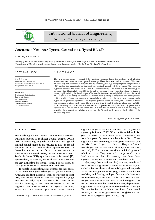(PDF) Constrained Nonlinear Optimal Control via a Hybrid BA-SD