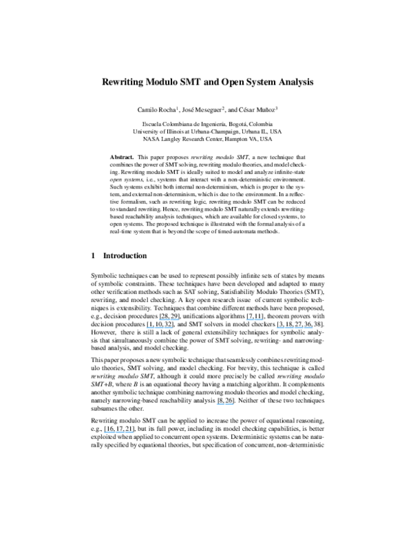 Pdf Rewriting Modulo Smt And Open System Analysis