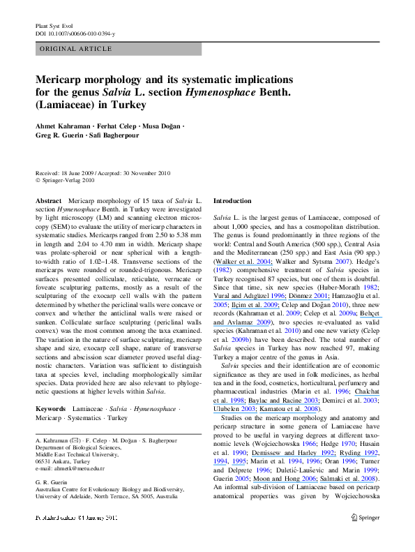 (PDF) Mericarp morphology and its systematic implications for the genus ...