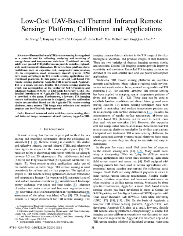 (PDF) Low-cost UAV-based thermal infrared remote sensing: Platform ...