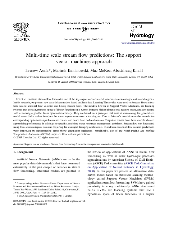 (PDF) Multi-time scale stream flow predictions: The support vector ...