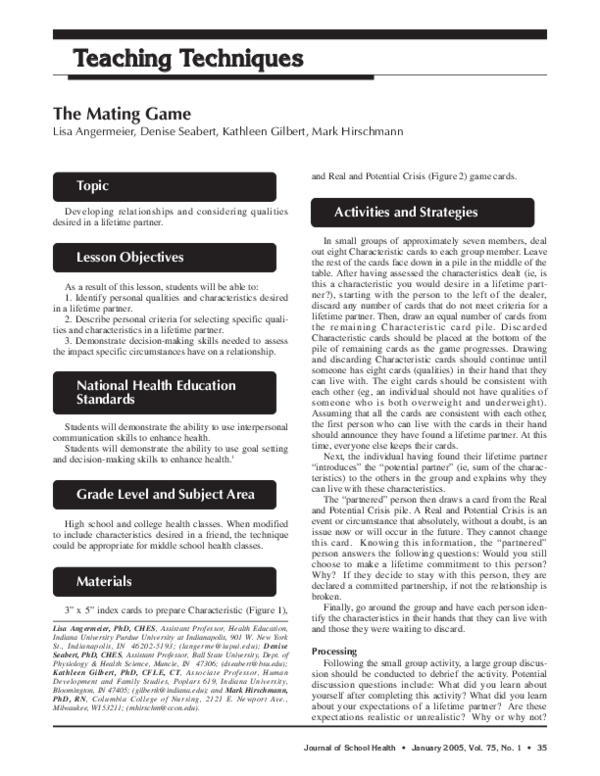 (PDF) The Mating Game
