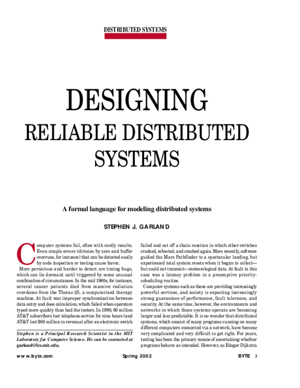(PDF) Designing Reliable Distributed Systems