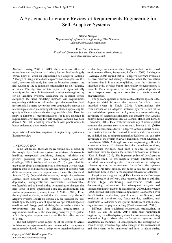 (PDF) A Systematic Literature Review of Requirements Engineering for ...