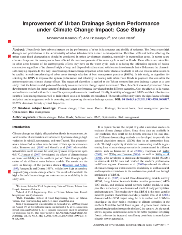 (PDF) Improvement of Urban Drainage System Performance under Climate ...