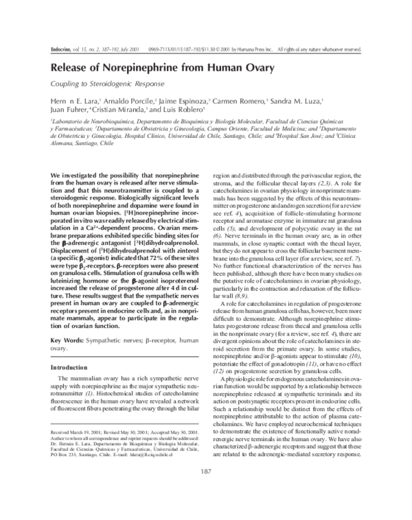 (PDF) Release of Norepinephrine from Human Ovary: Coupling to ...