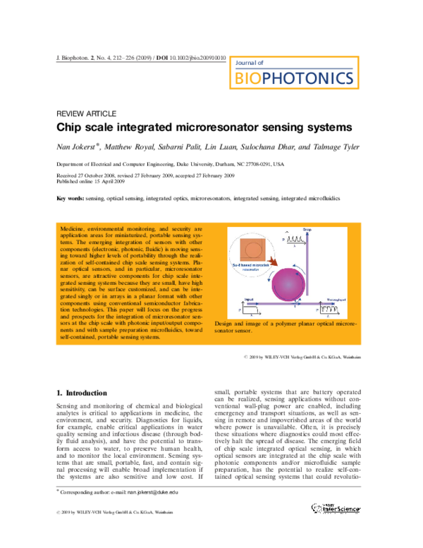 (PDF) Chip scale integrated microresonator sensing systems | Sabarni ...