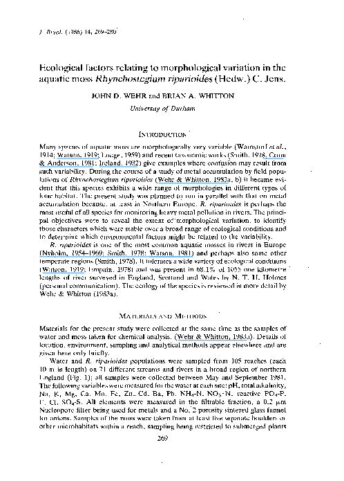 (PDF) Ecological factors relating to morphological variation in the ...