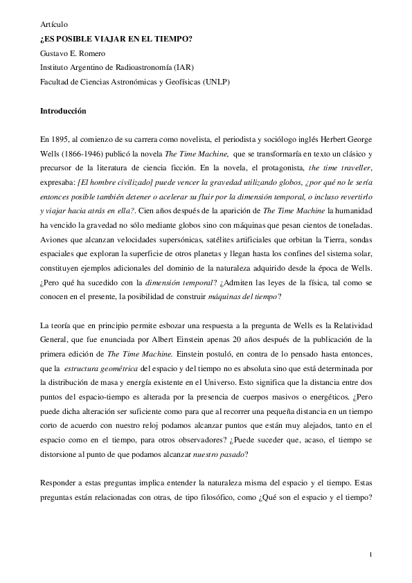 (PDF) Viajar en el tiempo