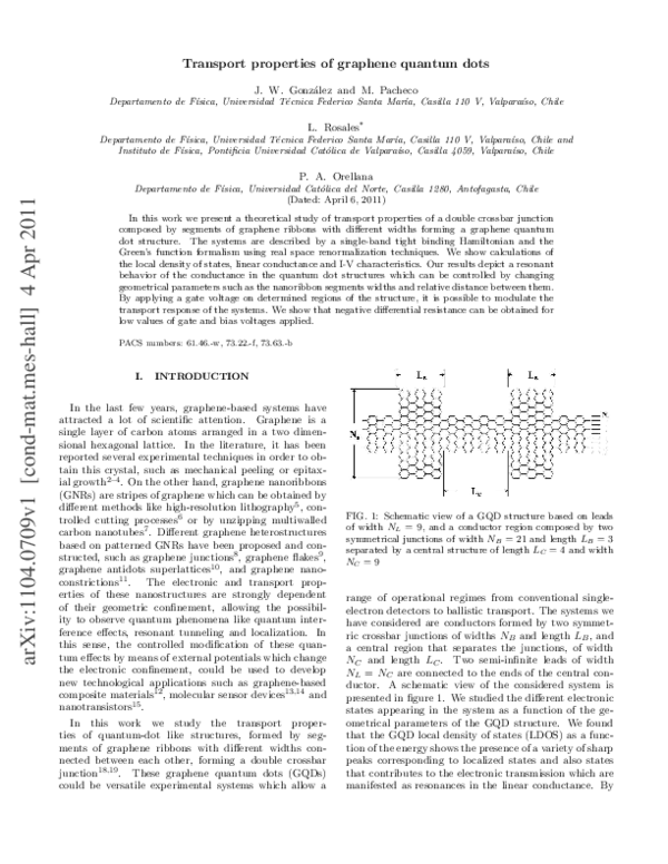 (PDF) Transport properties of graphene quantum dots (PDF) Transport properties of graphene quantum dots