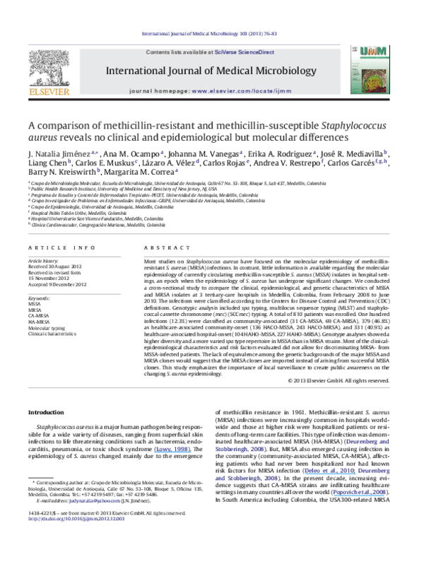 (PDF) A comparison of methicillin-resistant and methicillin-susceptible Staphylococcus aureus ...