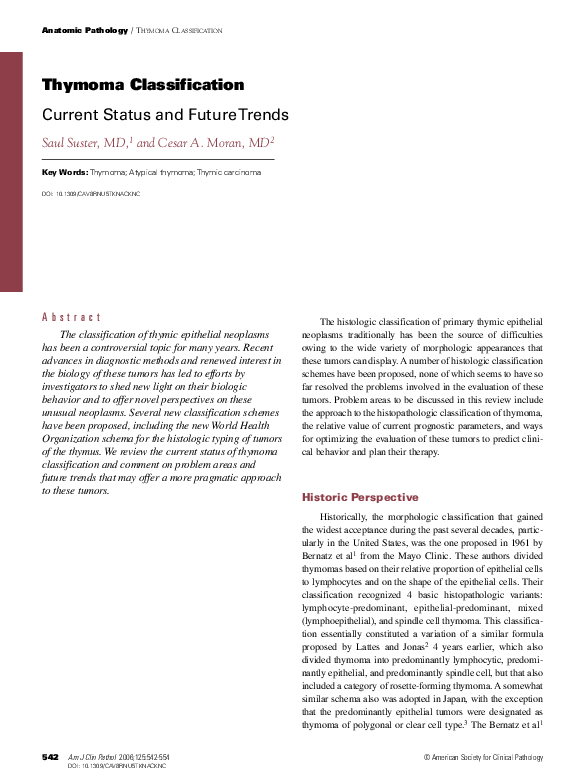 (PDF) Thymoma Classification