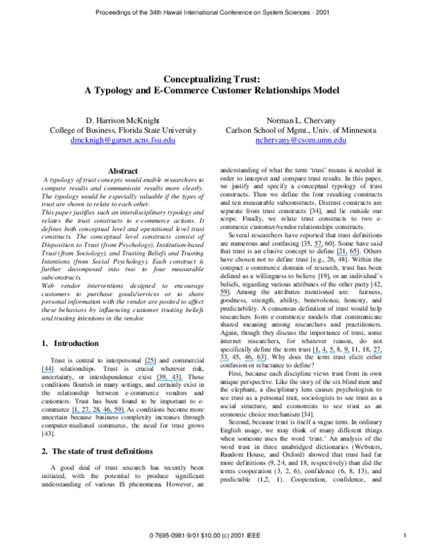 (PDF) Conceptualizing trust: a typology and e-commerce customer ...