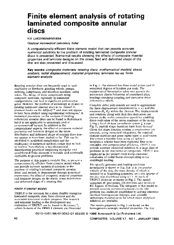 (PDF) Finite element analysis of rotating laminated composite annular discs