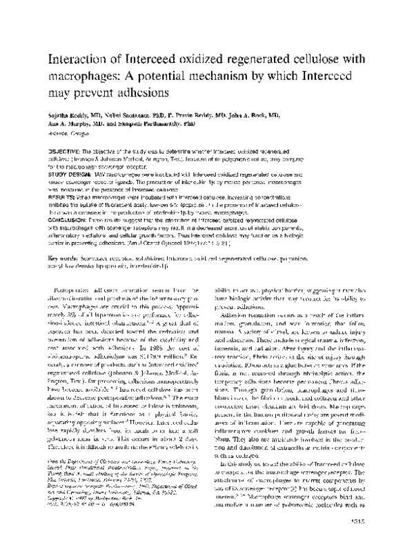 (PDF) Interaction of Interceed oxidized regenerated cellulose with ...