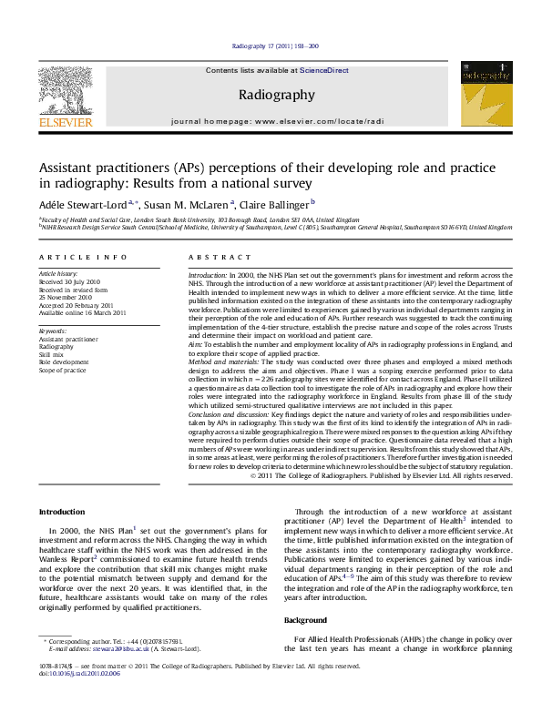 (PDF) Assistant practitioners (APs) perceptions of their developing ...