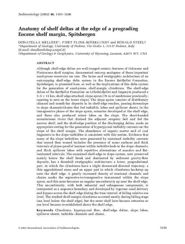 (PDF) Anatomy of shelf deltas at the edge of a prograding Eocene shelf ...