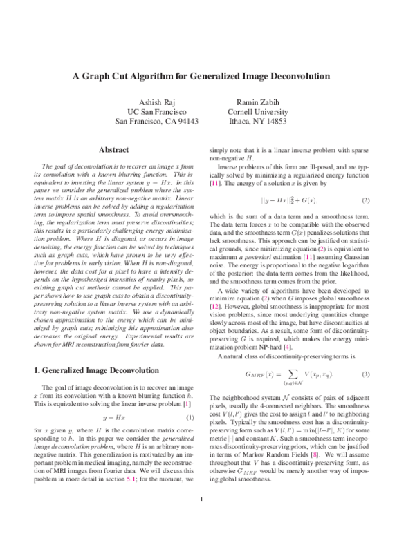 (PDF) A Graph Cut Algorithm for Generalized Image Deconvolution