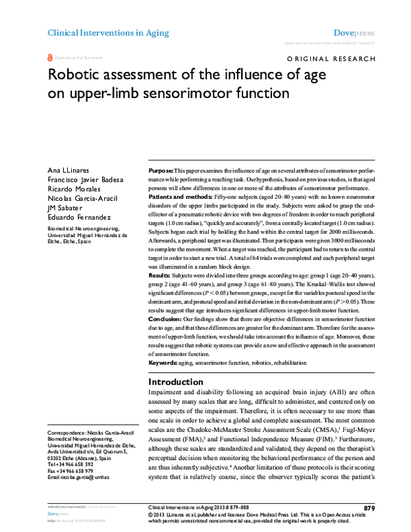 (PDF) Robotic assessment of the influence of age on upper-limb sensorimotor function