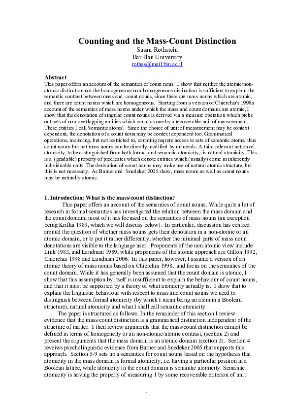 Counting and the Mass-Count Distinction