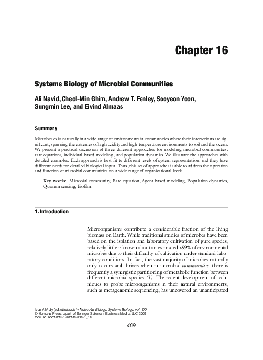 (PDF) Systems biology of microbial communities