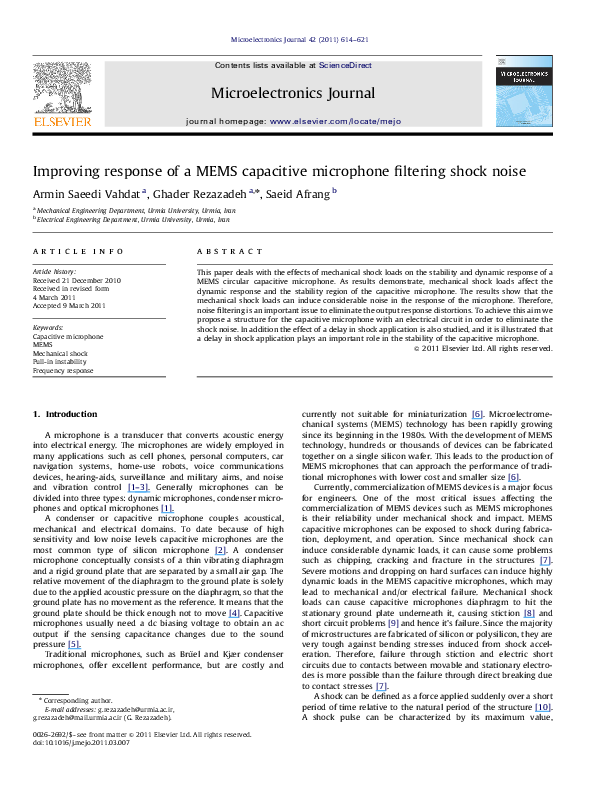 Pdf Improving Response Of A Mems Capacitive Microphone Filtering