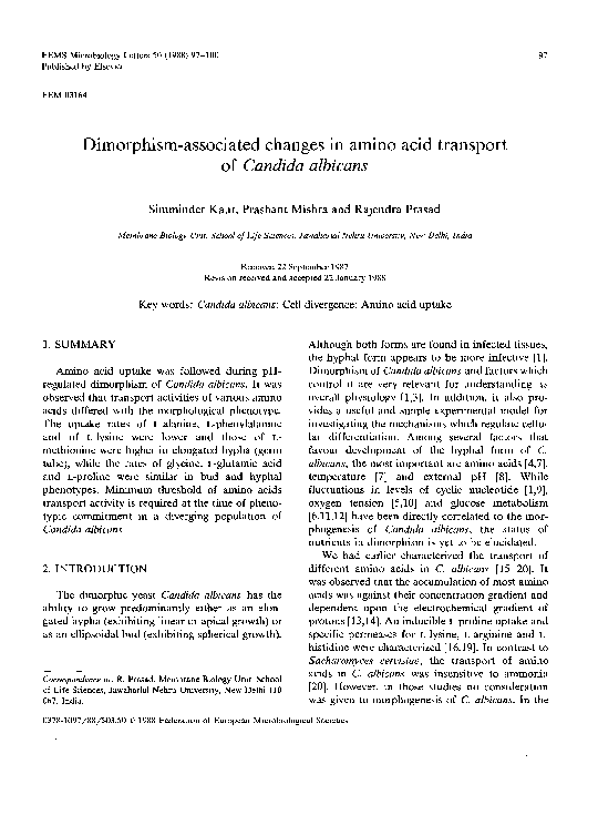 (PDF) Dimorphism-associated changes in amino acid transport of Candida ...
