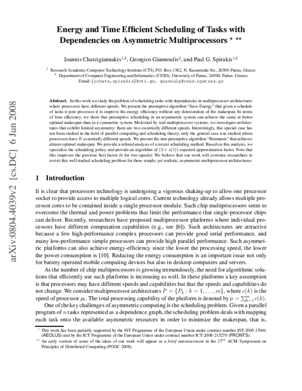 Pdf Efficient Scheduling Of Dags And Sets Of Chains On A Simple