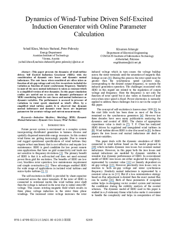 (PDF) Dynamics of wind-turbine driven Self-Excited Induction Generator ...