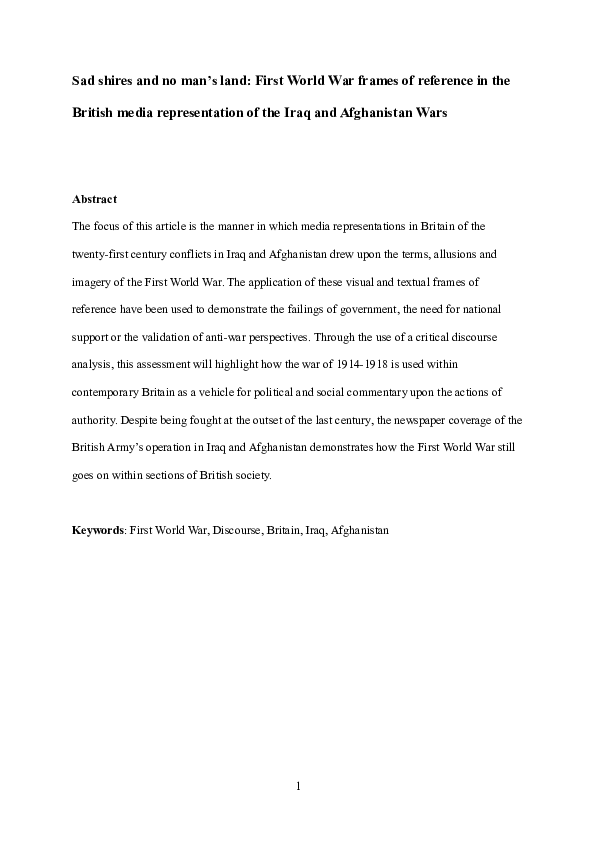 (DOC) ‘Sad shires and no man’s land: First World War frames of ...