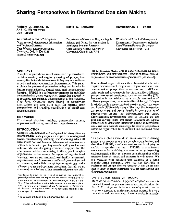 (PDF) Sharing perspectives in distributed decision making