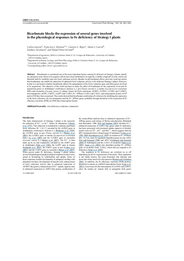 (PDF) Bicarbonate blocks the expression of several genes involved in ...
